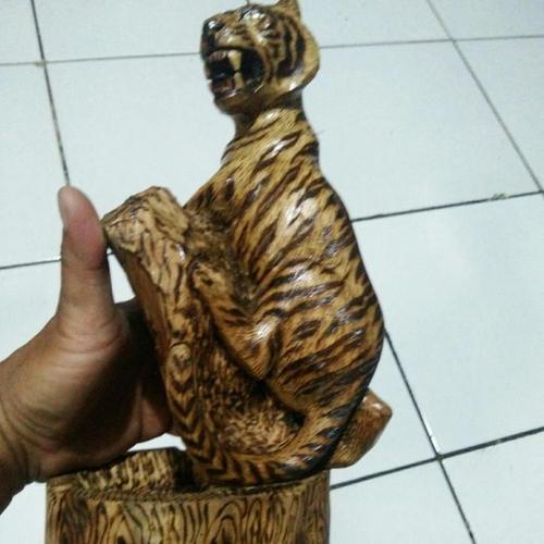 Jual Patung Kayu Asbak Harimau Macan Motif Hias Solder Solderan Natural ...