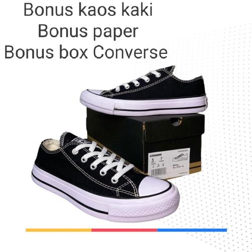 Jual Sepatu Converse Sneaker Pria Wanita All star Sekolah hitam pendek ...