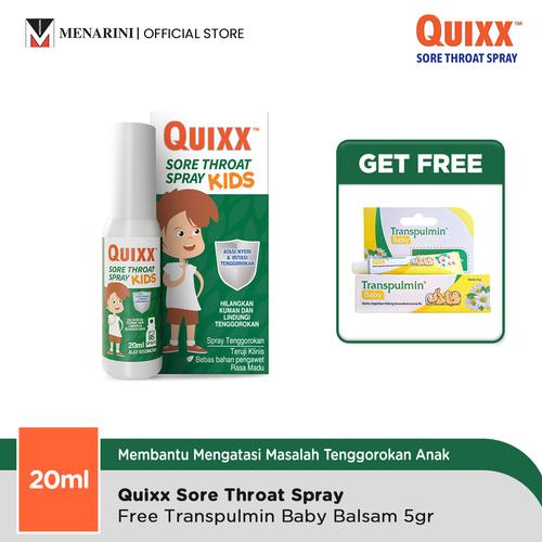 Promo Quixx Sore Throat Spray Kids - Free Transpulmin Baby Balsam 5gr ...
