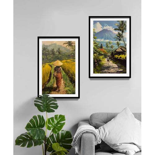 Jual Lukisan Pemandangan Alam Sawah Bali, Bali Nature and Culture Art ...