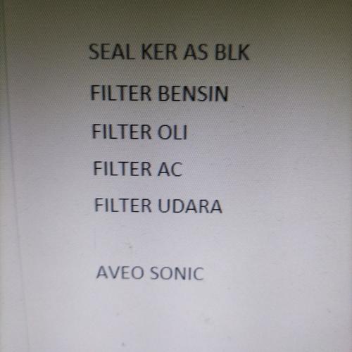 Jual filter oli Aveo Sonic filter bensin Aveo Sonic filter AC Aveo ...