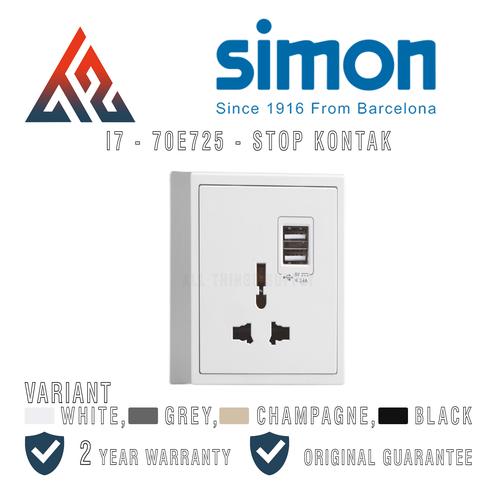 Jual Simon I7 Stop Kontak Universal + USB Charge Socket 13A - 70E725 ...