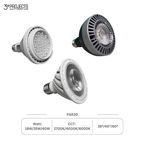 Jual PAR30 LED Bulb 18W-2700K-40°, 35W-6000K-38°, 40W-4000K-60 ...