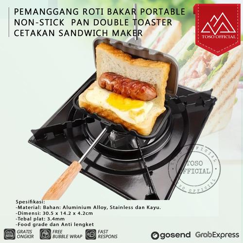 Jual Pemanggang Roti Bakar Portable Non Stick Pan Double Toaster ...