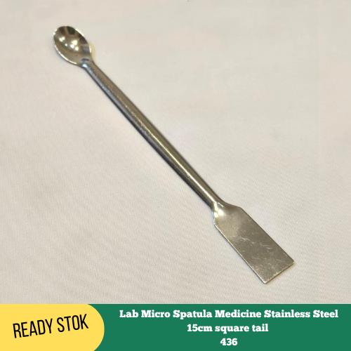 Jual Lab Micro Spatula Medicine Stainless Steel 15cm square tail 436 ...