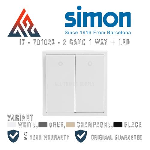 Jual Simon I7 Saklar Lampu Seri 2 Gang 1 Way Double LED - 701023 ...