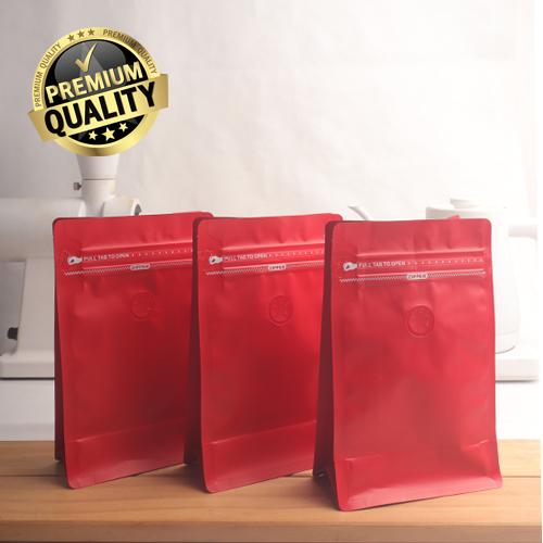 Promo Kemasan Kopi 200 - 250 Gram Merah Doff Premium Flat Bottom ...