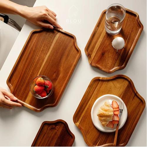 Jual Blou Wood Tray Acacia Wood Baki Nampan Kayu Nordic Korean Style ...