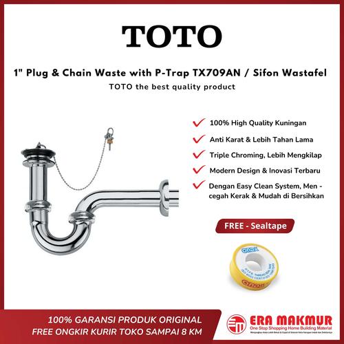 Promo TOTO - TX709AN 1" Plug & Chain Waste with P-Trap / Sifon Wastafel / Leher Angsa / 1 inch P ...