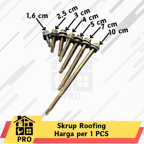 Jual Eceran Baut Skrup Roofing Baja Ringan Asbes 50 5 cm Sekrup 5cm ...