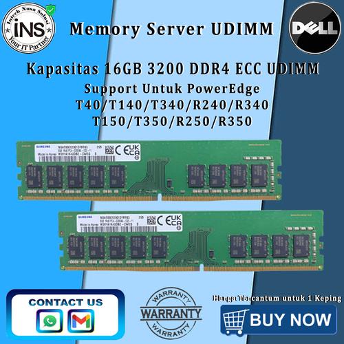 Jual Memory Server Dell ECC UDIMM 16GB 3200MT/s DDR4 T40 T150 T350 R250 ...