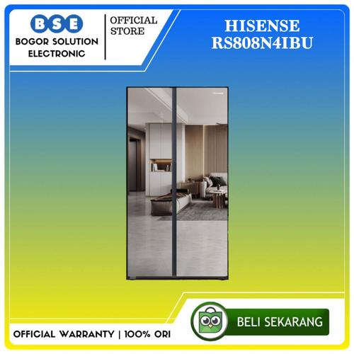 Promo Kulkas Mirror Glass Hisense RS808N4IBU Side by Side Kulkas ...