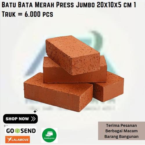 Jual Batu Bata Merah Press Jumbo 20x10x5 cm 1 Truk = 6.000 pcs ...