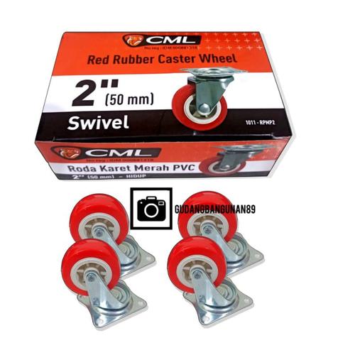 Jual Roda Caster Trolley Nilon Nylon Hidup Mati Rem Merah 2 inch Set ...