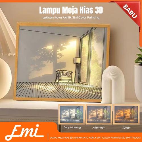 Jual Lampu Meja Hias 3D Lukisan Kayu Akrilik 3in1 Color Painting LED ...