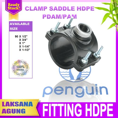 Jual [Penguin] Clamp Saddle Hdpe 3" x 3/4" | Clamp Saddle 90mm x 3/4" Hdpe Pdam pam pamsimas ...