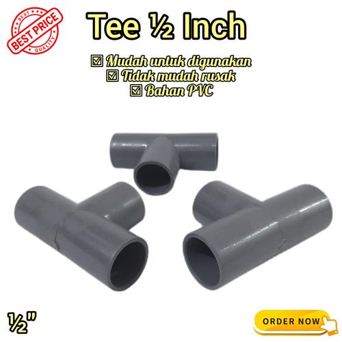 Jual Sambungan Pipa Air Tee ½ Inch PVC Sambungan Paralon 1/2 Inch Tee Polos 1/2" Sambungan Pipa ...
