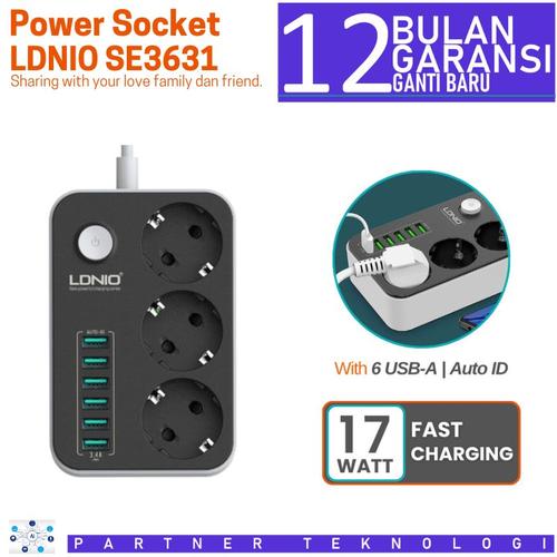 Promo Power Socket LDNIO SE3631 Kabel Panjang 3 Colokan 6 Slot USB ...