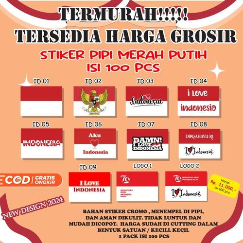Jual Stiker / sticker / Tempelan 100 pcs Pipi Merah putih 17 agustus ...