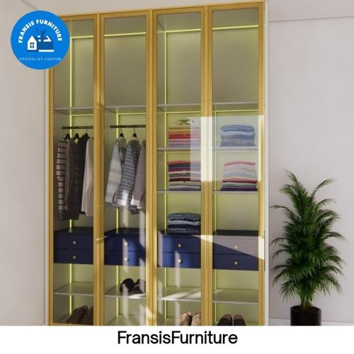 Jual lemari pakaian full plafon pintu buka tutup 200x290 hpl full kaca ...