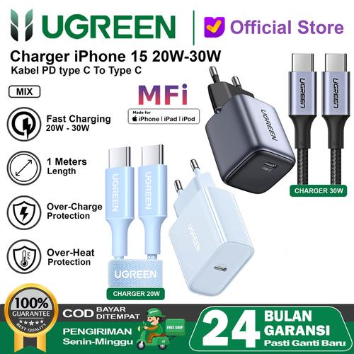 Jual UGREEN Charger iPhone 16 15 Pro ProMax PD Type C Fast Charging 20w ...