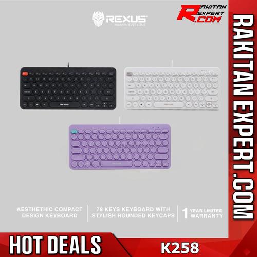 Promo Keyboard Mini Office Rexus K258 With Compact Design Wired - White - Jakarta Pusat ...