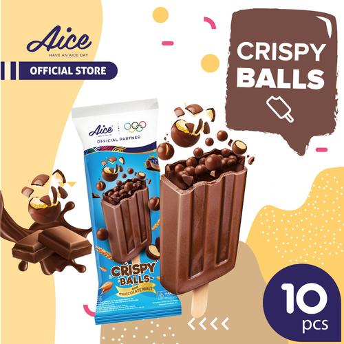 Promo Aice Ice Cream Crispy Balls Es Krim Chocolate Malt Dengan isi Bola bola Crispy isi 10 pcs ...