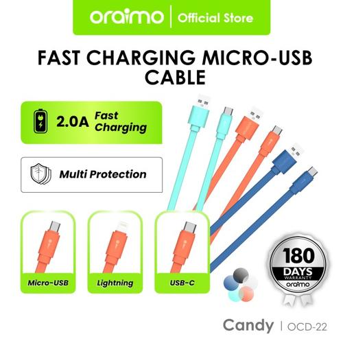 Jual Oraimo Candy Micro Fast Charging Micro Cable OCD - L22 , OCD - M22 ...