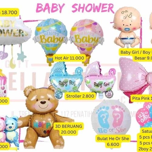 Jual balon foil karakter baby shower boy or girl dekorasi melahirkan ...