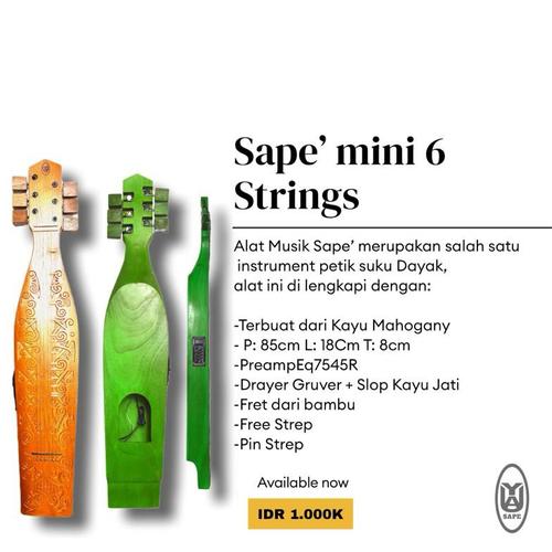 Jual Sape mini 6 senar alat musik tradisional suku Dayak - Jakarta ...