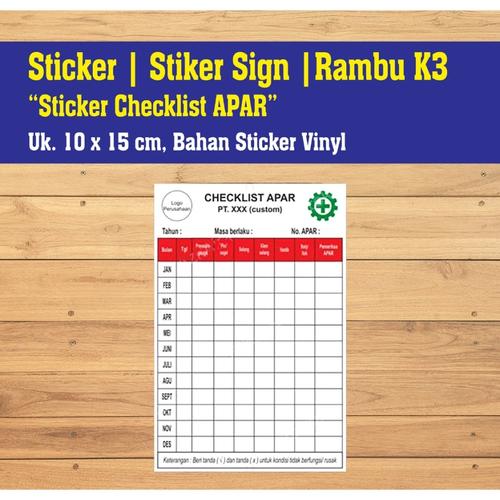 Jual STICKER CHECKLIST APAR (Custom Logo & Nama Perusahaan) SIGN RAMBU ...