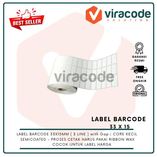 Jual LABEL BARCODE 33 X 15 (3 LINE) KERTAS STICKER LABEL SEMICOATED ...