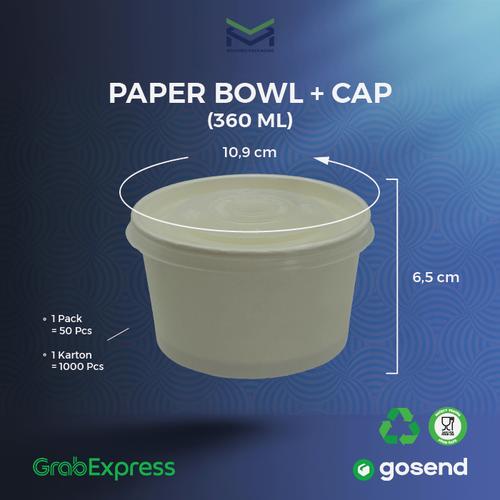 Jual PAPER BOWL 360ML - MANGKUK KERTAS UKURAN 360ML - 50PCS, BODY TUTUP ...