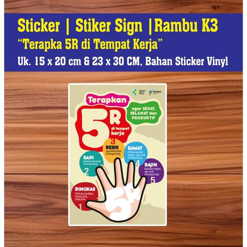 Jual STICKER TERAPKAN 5R DI TEMPAT KERJA SIGN RAMBU K3 STICKER VINYL ...