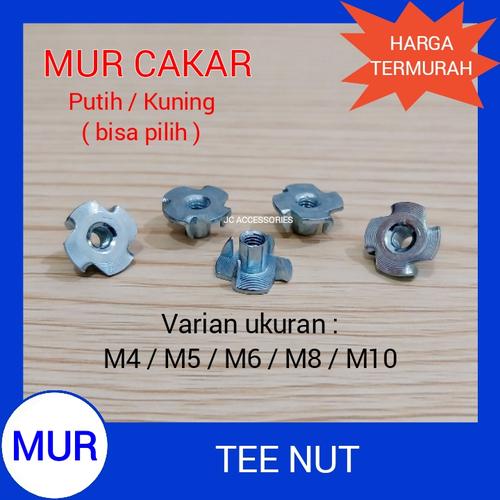 Jual MUR CAKAR M4 M5 M6 M8 M10 KUNING PUTIH TEE NUT MUR CAKRAM T NUT ...