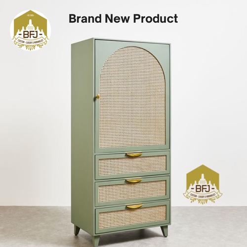 Jual Wardrobe Sage Green with Rattan - Kab. Jepara - BFJ_Furniture_Jepara | Tokopedia