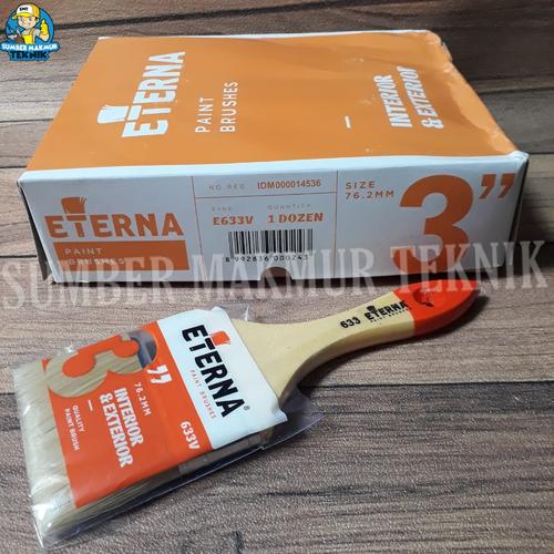 Jual Kuas Cat Tembok Eterna 3 inch 3” Premium Tipe 633 Original Besi ...