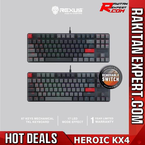 Promo Rexus Keyboard Heroic KX4 RGB Mechanical Gaming Keyboard 87 Key ...