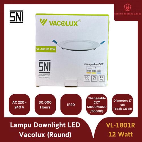 Jual Lampu Downlight LED Vacolux 12 Watt LED Panel Bulat Slim Inbow SNI ...