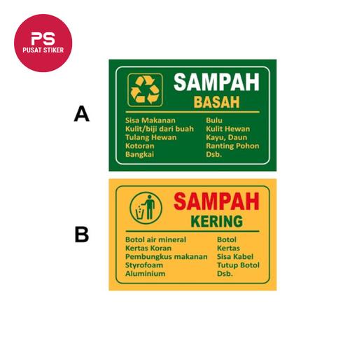 Jual Stiker sampah basah sampah kering stiker tempat sampah uk10x15cm ...