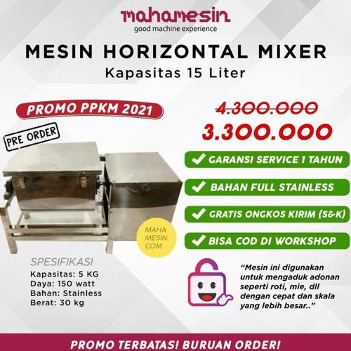 Jual Mesin Horizontal Mixer ukuran 15 liter - dough mixer, ribbon mixer ...