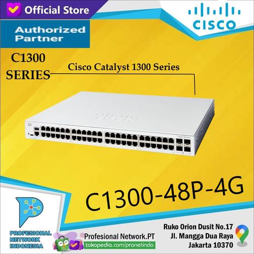 Promo Cisco C1300-48P-4G Managed Switch, Catalyst 1300 48-port GE, PoE, 4x1G SFP - Unit Only ...