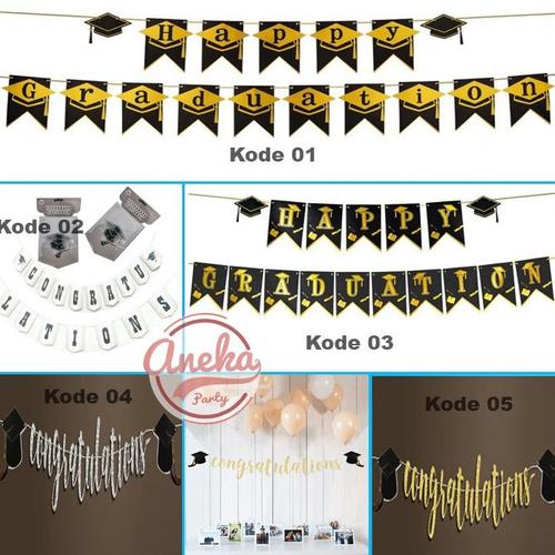 Jual baner wisuda congratulations / banner graduation / bunting flag ...
