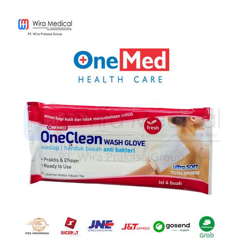 Jual OneClean - OneMed - Washlap sekali pakai, antibakteri, isi 4's ...