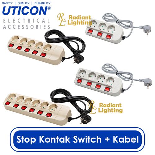 Promo Stop Kontak / Colokan Uticon Kabel + Saklar Switch Tersendiri 3 4 5 6 Lubang - 6 Lubang, 1 ...