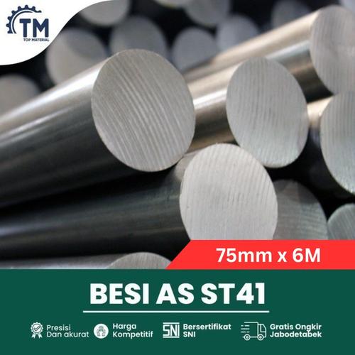 Jual Besi AS Bulat ST41 Diameter 75mm Panjang 6 Meter SNI Assental Putih Round Bar - Kab ...