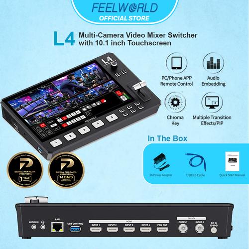 Promo FEELWORLD L4 Video Mixer Switcher 5 Channel with 10.1 inch Touch ...