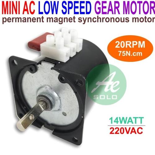Jual MINIATURE AC LOW SPEED GEAR MOTOR SYNCHRONOUS MOTOR 14W 220V 20RPM ...