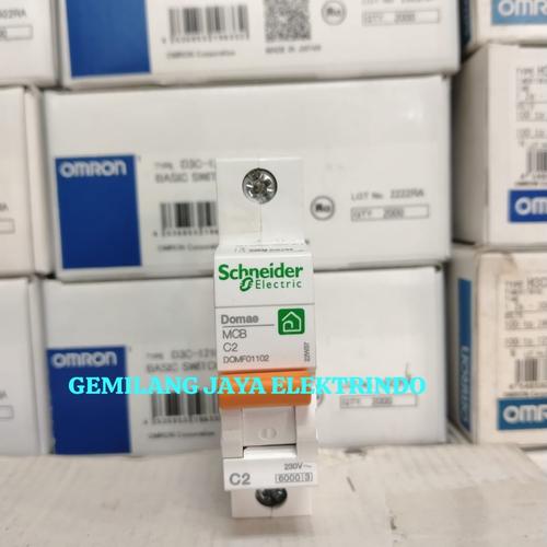 Jual MCB SCHNEIDER DOMAE 1P 2A & 4A MCB DOMAE TYPE BARU 1PHASE 2AMPER 6KA DOMF01102 SNI ORIGINAL ...