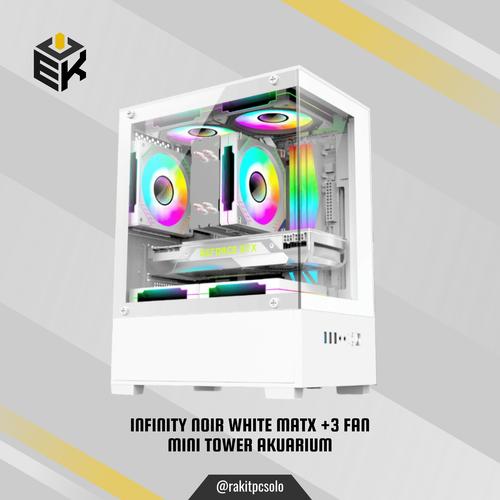 Jual Infinity Noir White MATX Mini Tower Akuarium Plus 3 Fan Desain ...